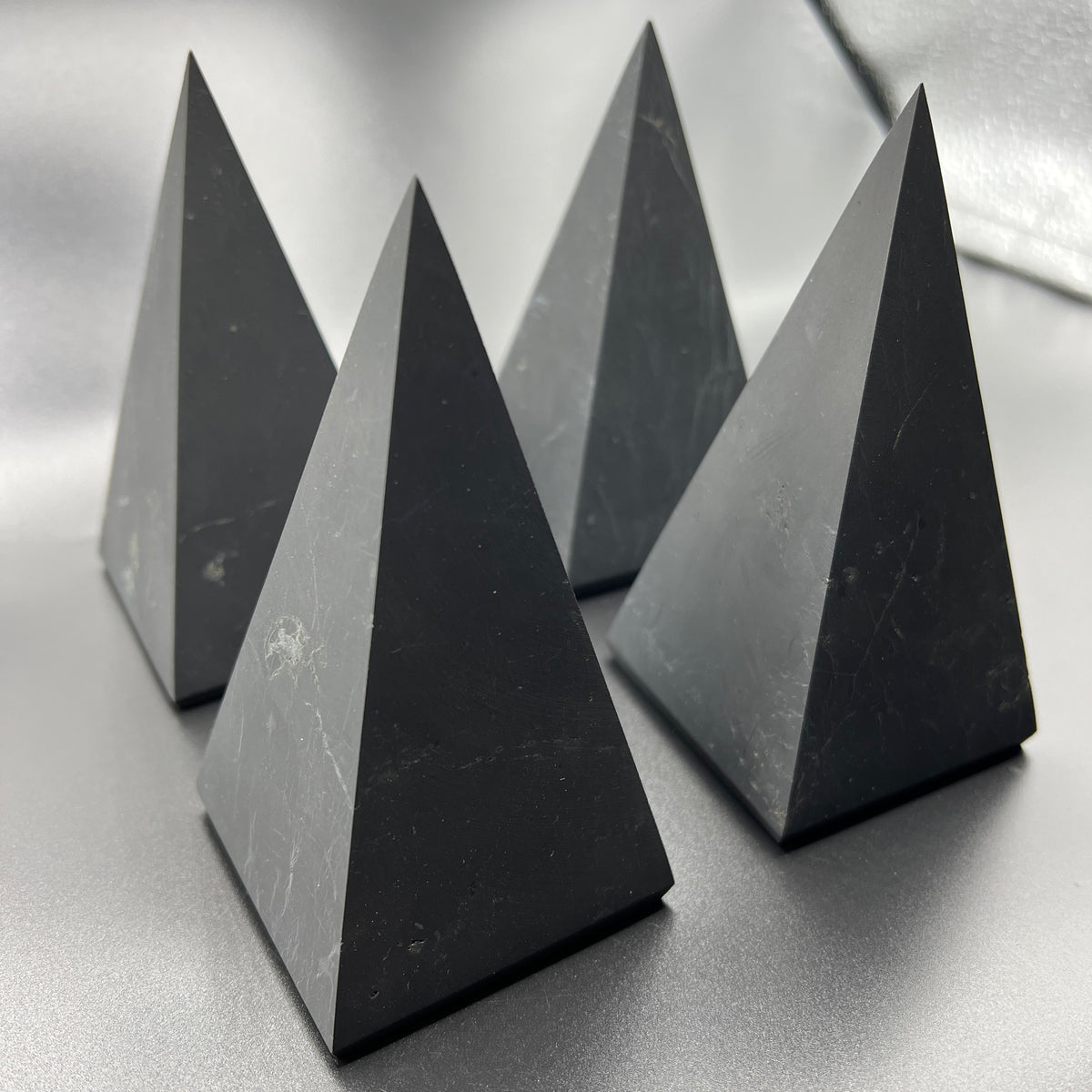 Shungite Golden Ratio Pyramid, Kit of 4 | Clarity Crystal Shop