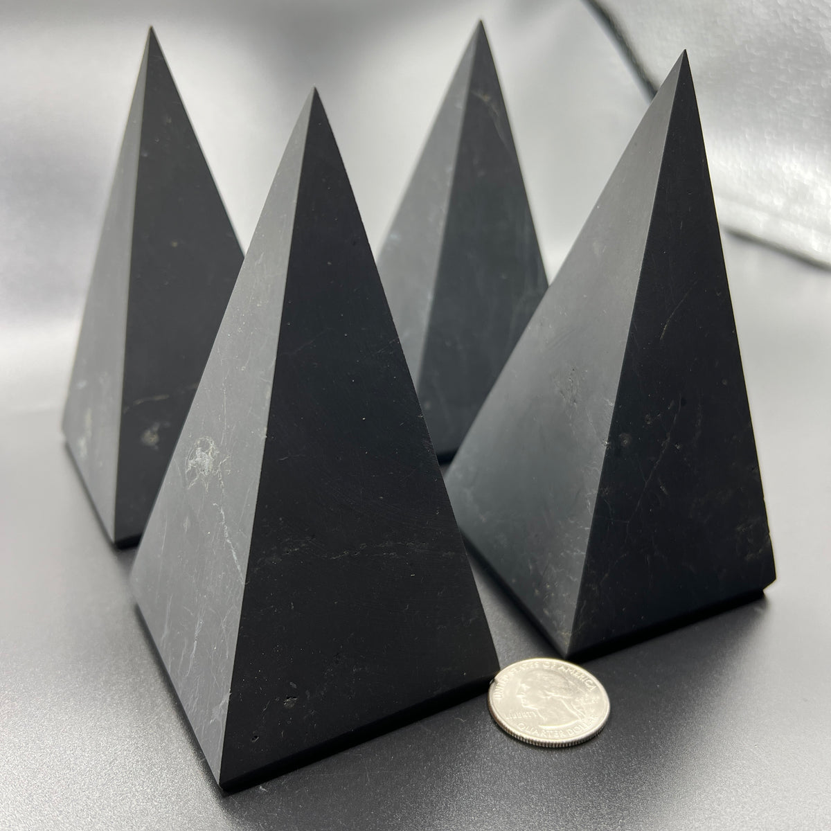 Shungite Golden Ratio Pyramid, Kit of 4 | Clarity Crystal Shop